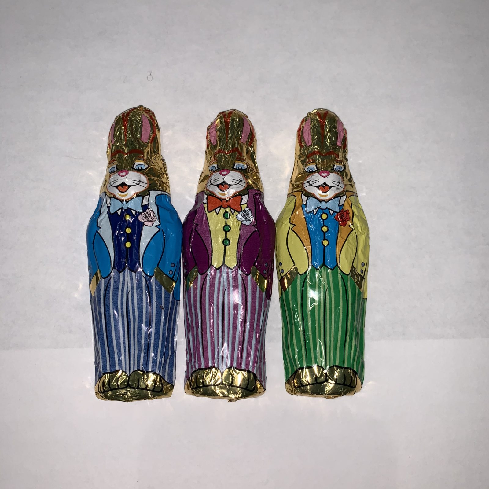 Solid Milk Chocolate Foil Rabbits, (Set of 3) - Wockenfuss Candies